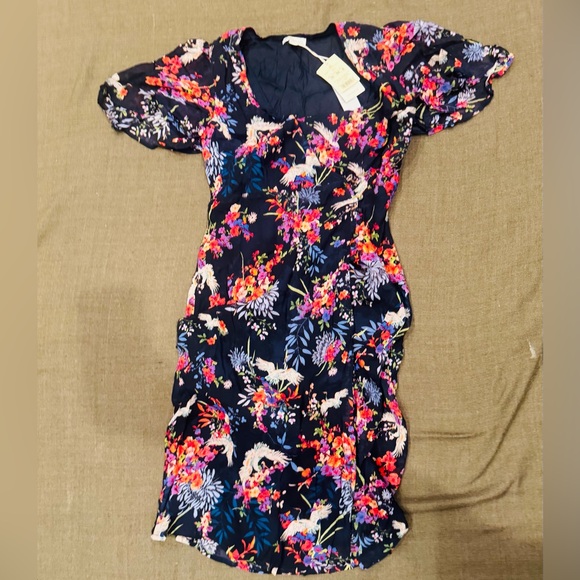 Monsoon | Dresses | Monsoon Navy Dress With Pink And Purple Floral ...